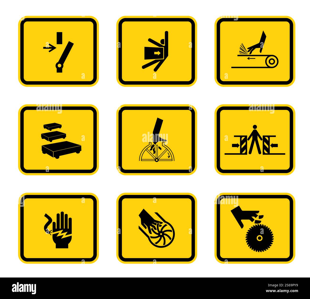 Warning Hazard Symbols labels Sign Isolated on White Background,Vector ...