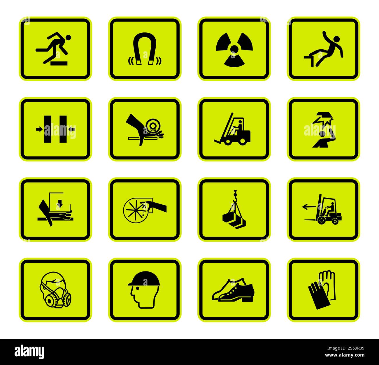 Warning Hazard Symbols labels Sign Isolated on White Background,Vector ...