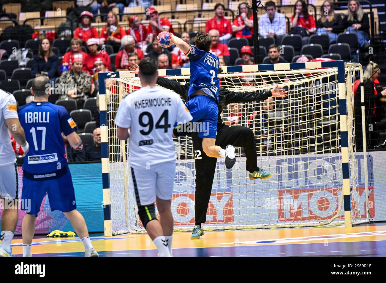 Herning, Denmark. 16th Jan, 2025. Leo Prantner of Italy Nationalteam during IHF Men's - Handball ...