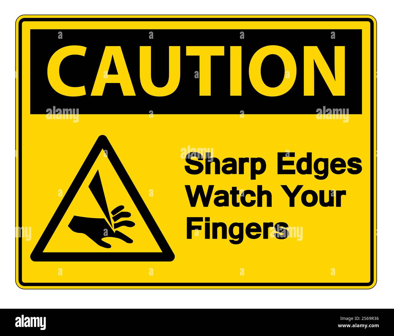 Caution Sharp Edges Watch Your Fingers Symbol Sign on white background ...