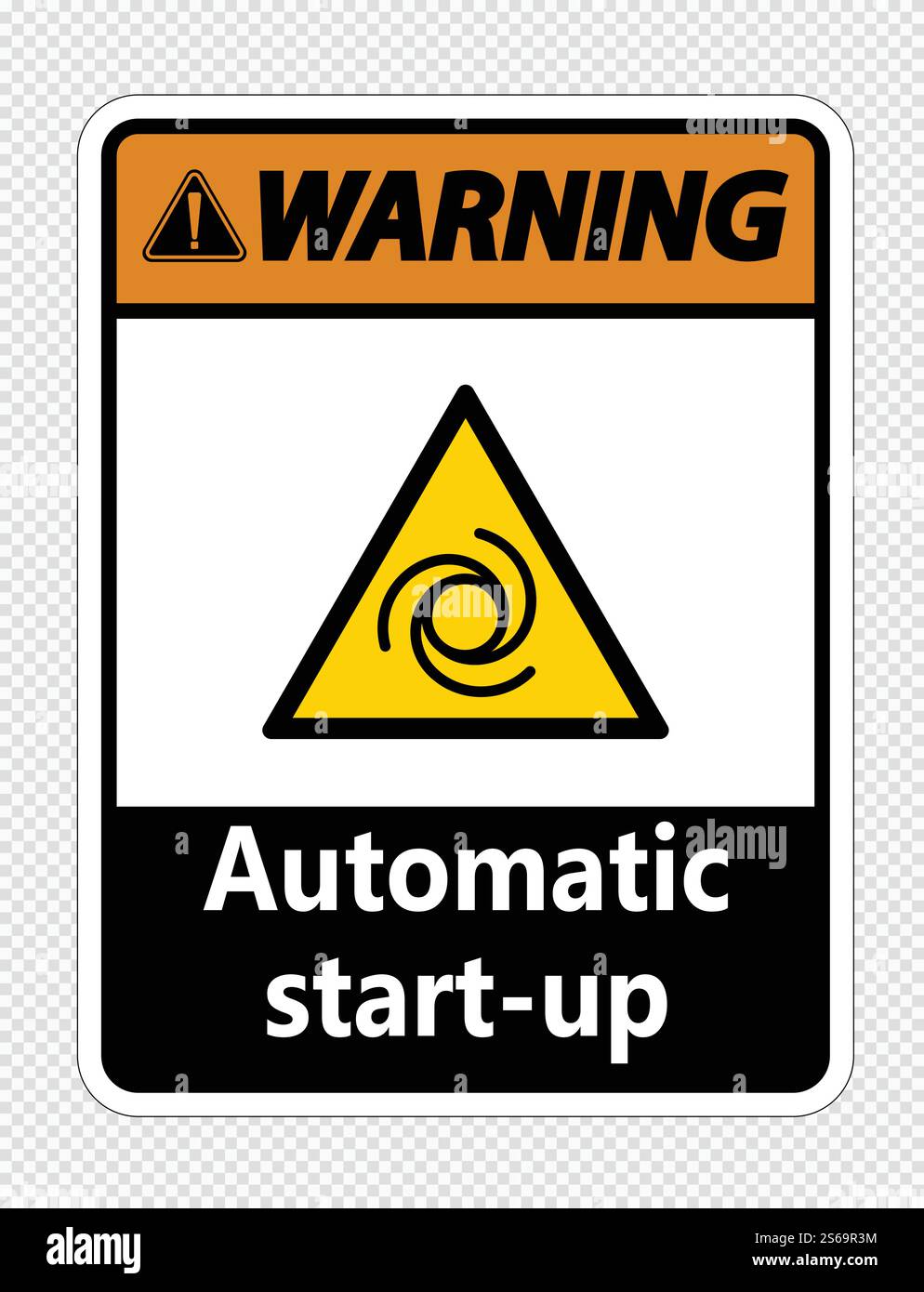 Warning automatic start-up sign on transparent background,vector ...