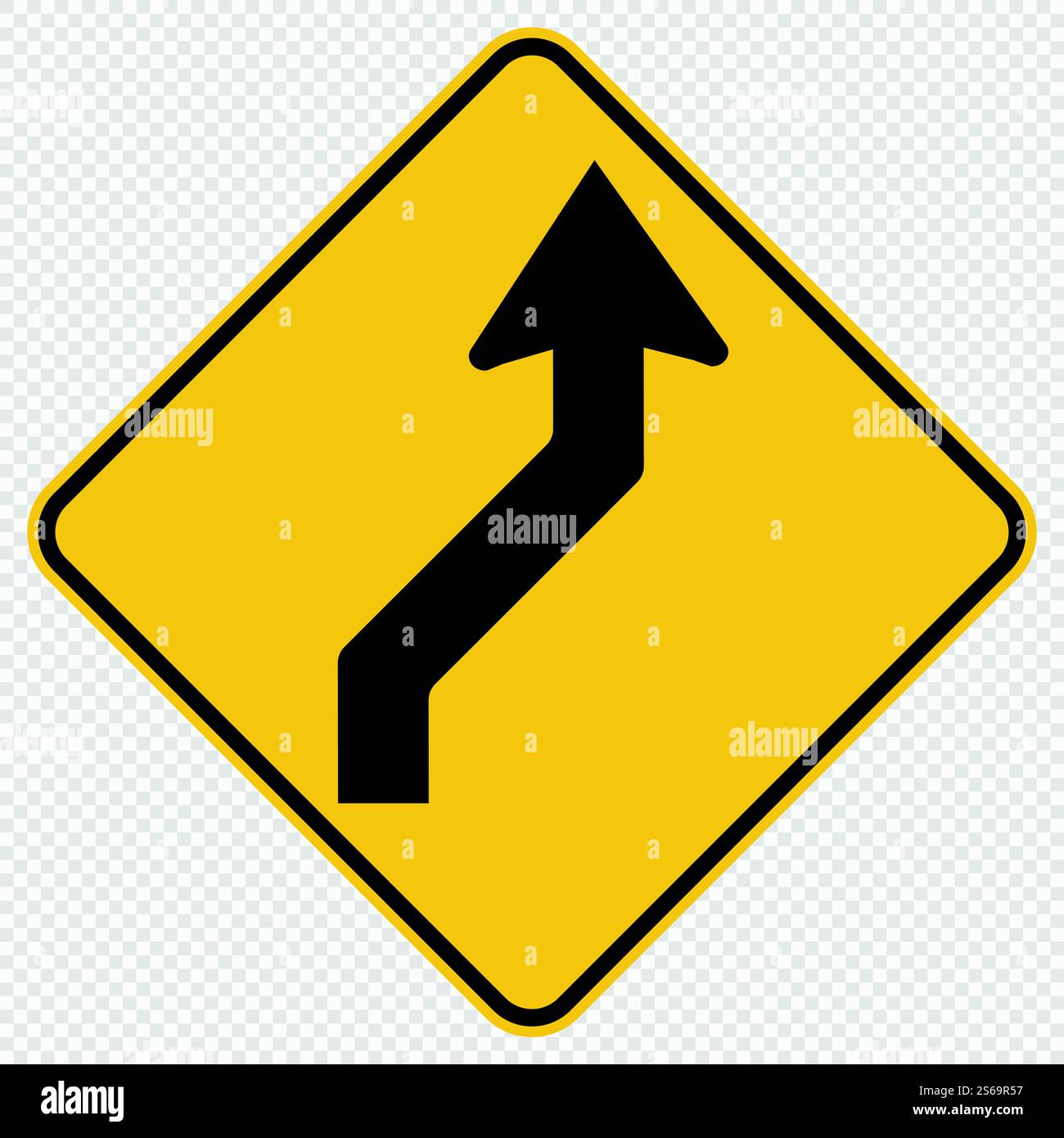 Curved Right Traffic Road Sign on transparent background,vector ...