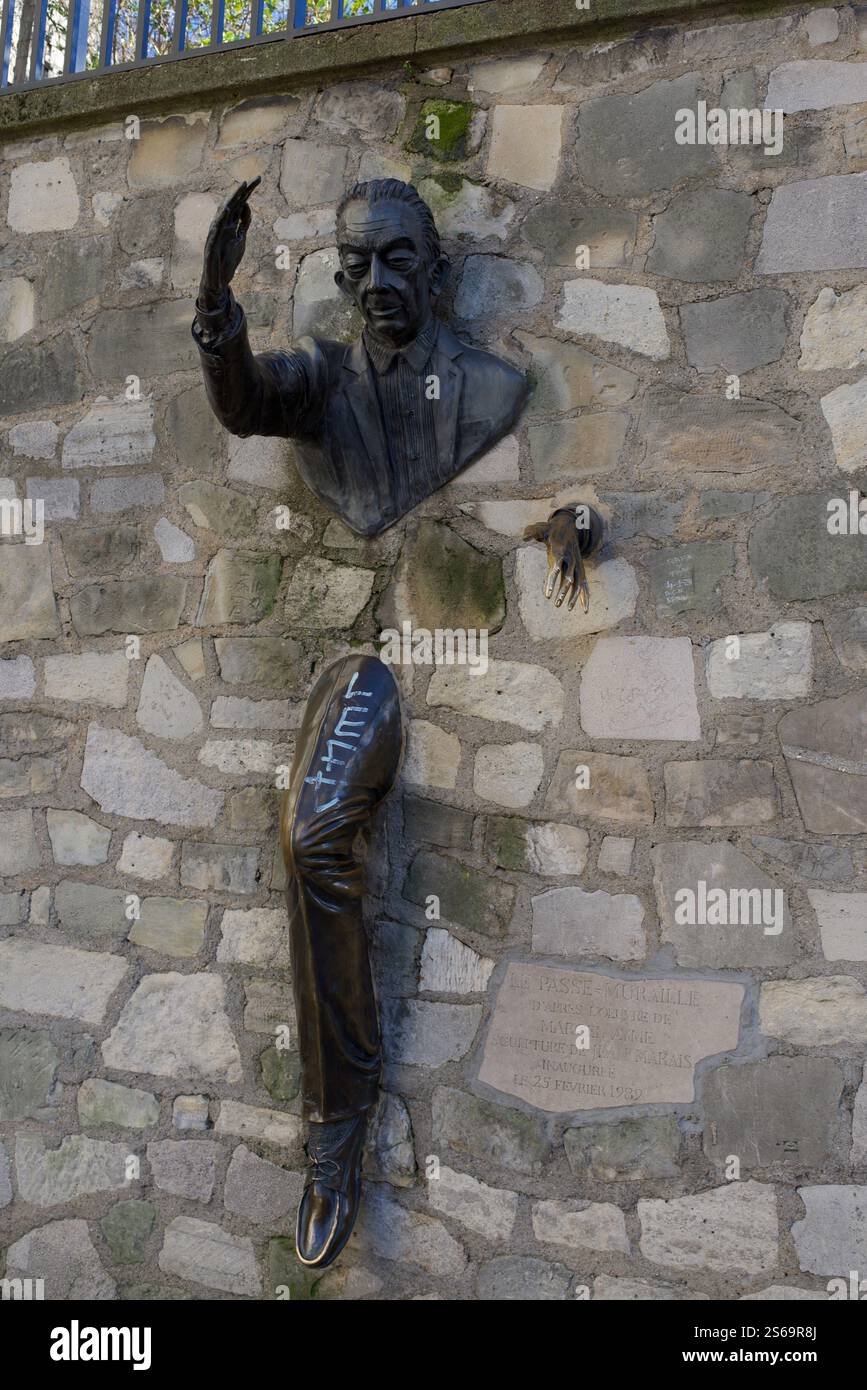 Paris, France, 01.13.2025 'le Passe Muraille'. A sculpture of the man ...