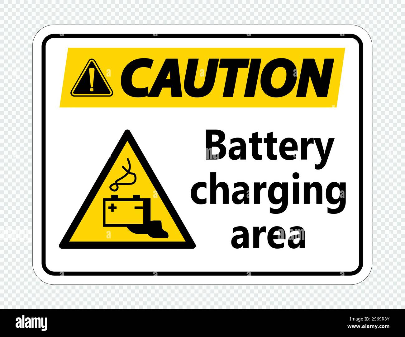 Caution battery charging area Sign on transparent background,Vector ...