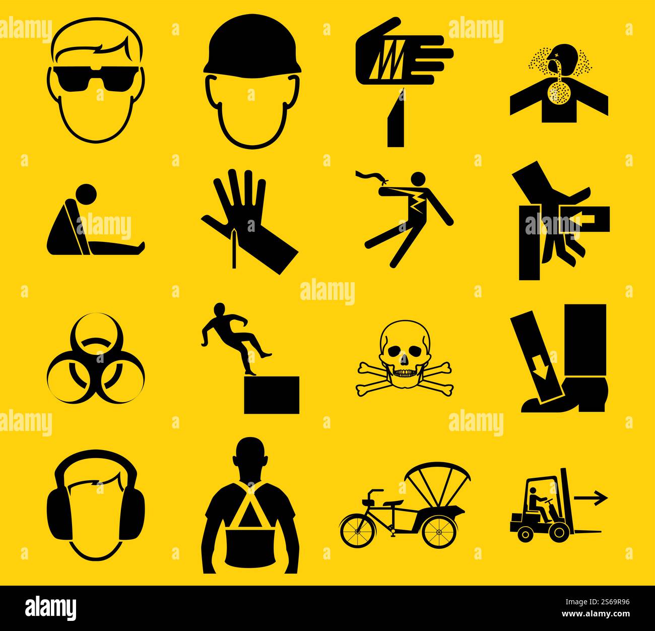 Warning signs,industrial hazards icon labels Sign Isolated on White ...