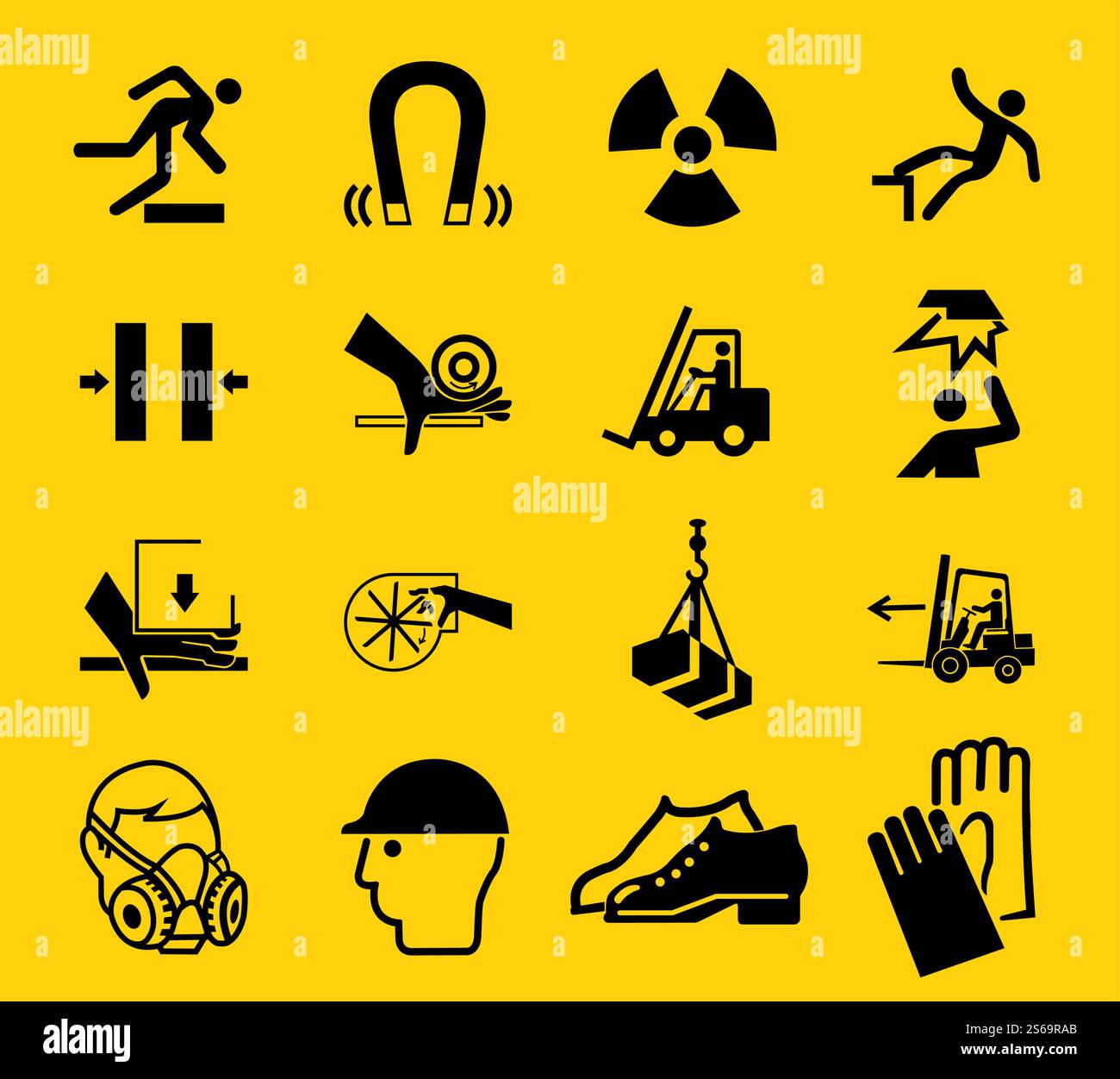 Warning signs,industrial hazards icon labels Sign Isolated on White ...