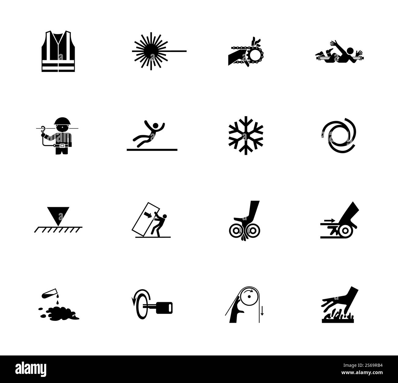 Warning signs,industrial hazards icon labels Sign Isolated on White ...