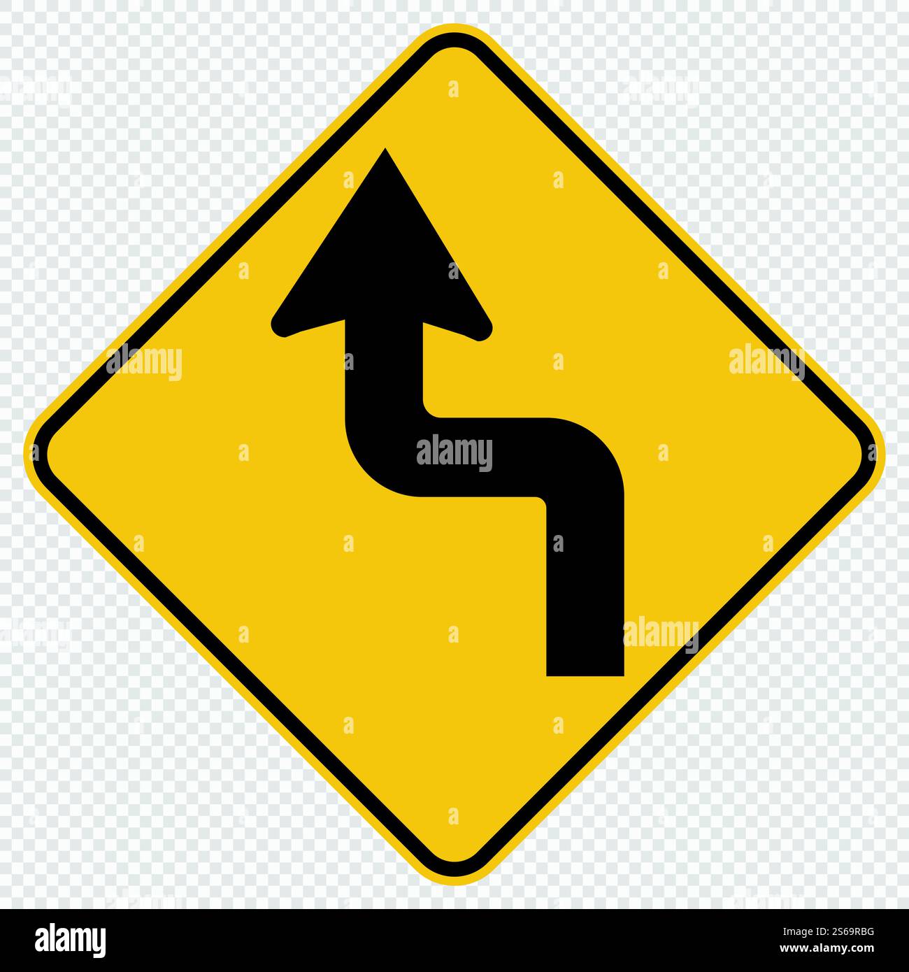 Curves ahead Left Traffic Road Sign on transparent background,vector illustration EPS 10 Stock ...