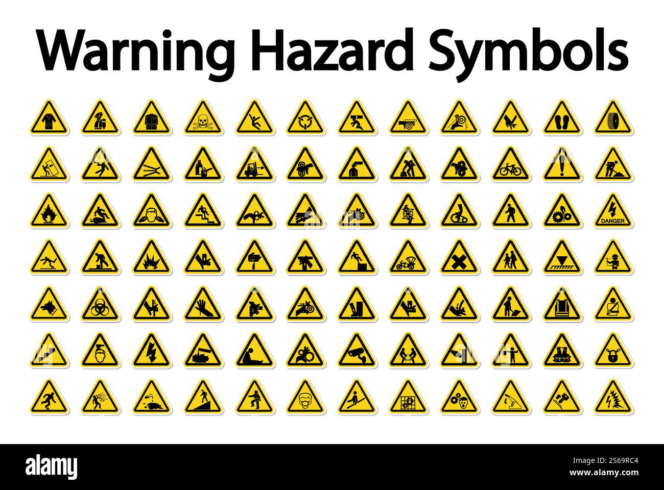 Warning Hazard Symbols labels Sign Isolate on White Background,Vector ...