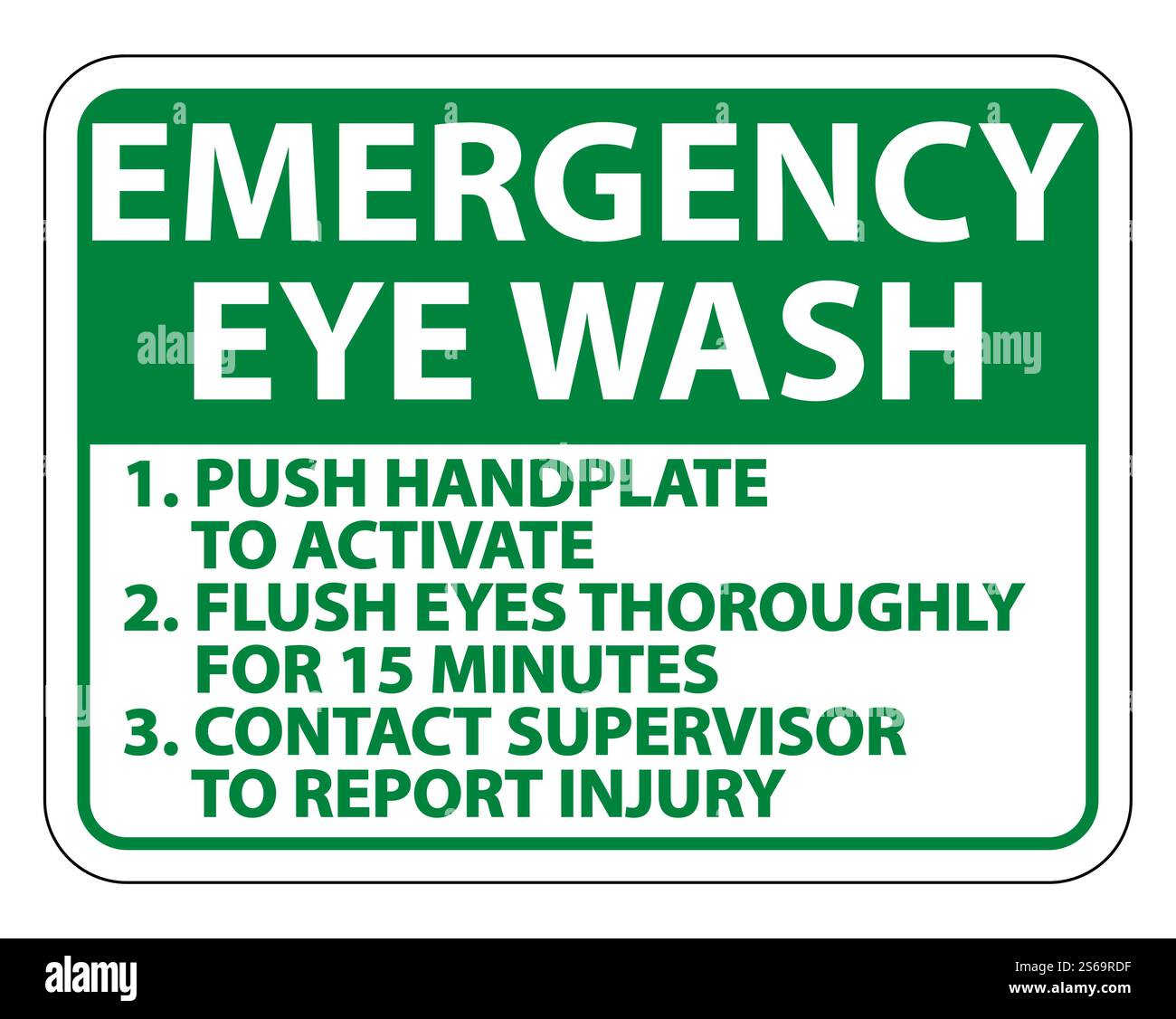 Emergency Eye Wash Instructions Sign Isolate On White Background,Vector ...