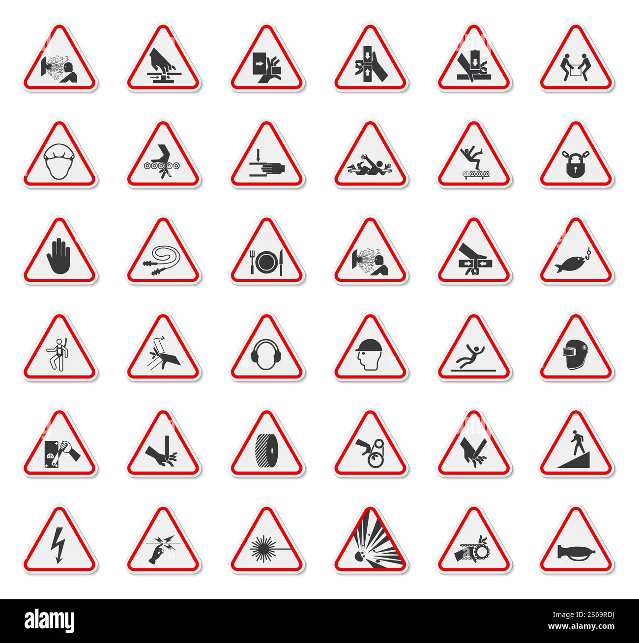 Warning Hazard Symbols labels Sign Isolate on White Background,Vector ...