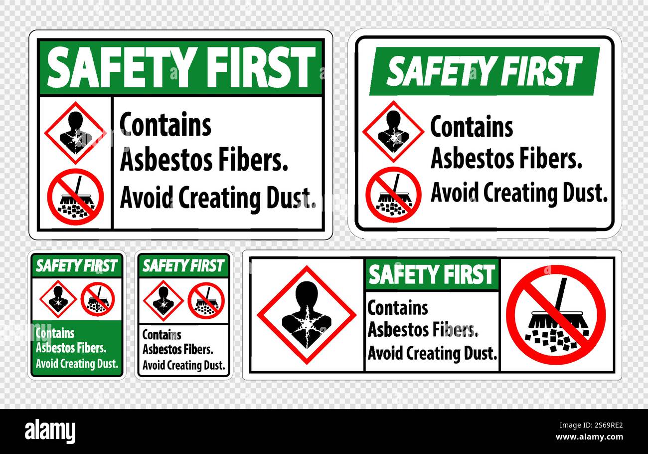 Safety First Label Contains Asbestos Fibers,Avoid Creating Dust Stock ...