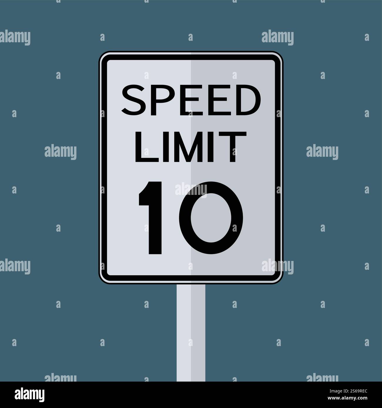USA Road Traffic Transportation Sign: Speed Limit 10 on grey sky ...