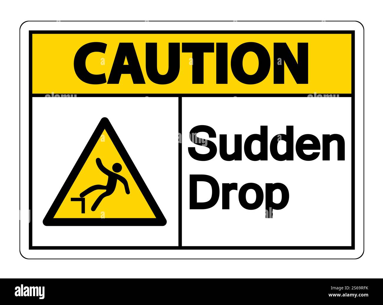 Caution Sudden Drop Symbol Sign On White Background,vector illustration ...
