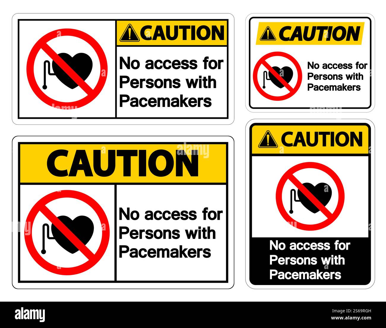 Caution No Access For Persons With Pacemaker Symbol Sign On White ...