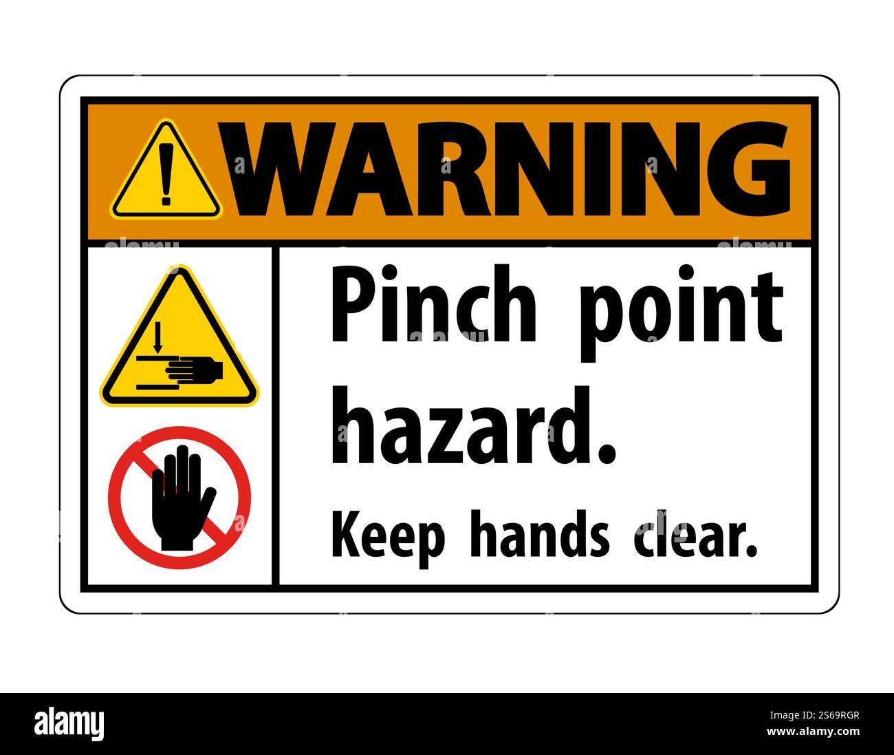 Warning Pinch Point Hazard,Keep Hands Clear Symbol Sign Isolate on ...