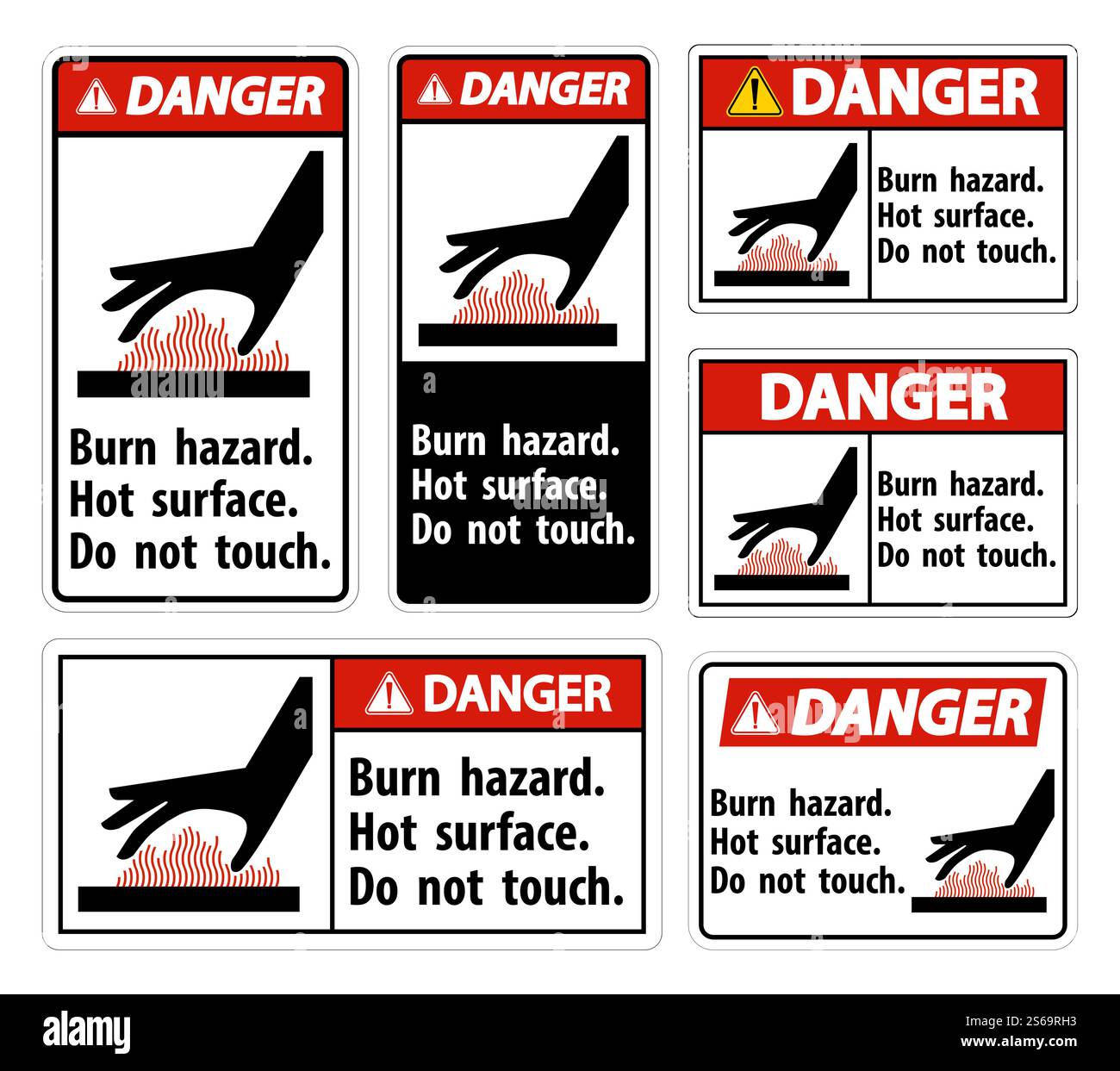 Danger Burn hazard,Hot surface,Do not touch Symbol Sign Isolate on ...