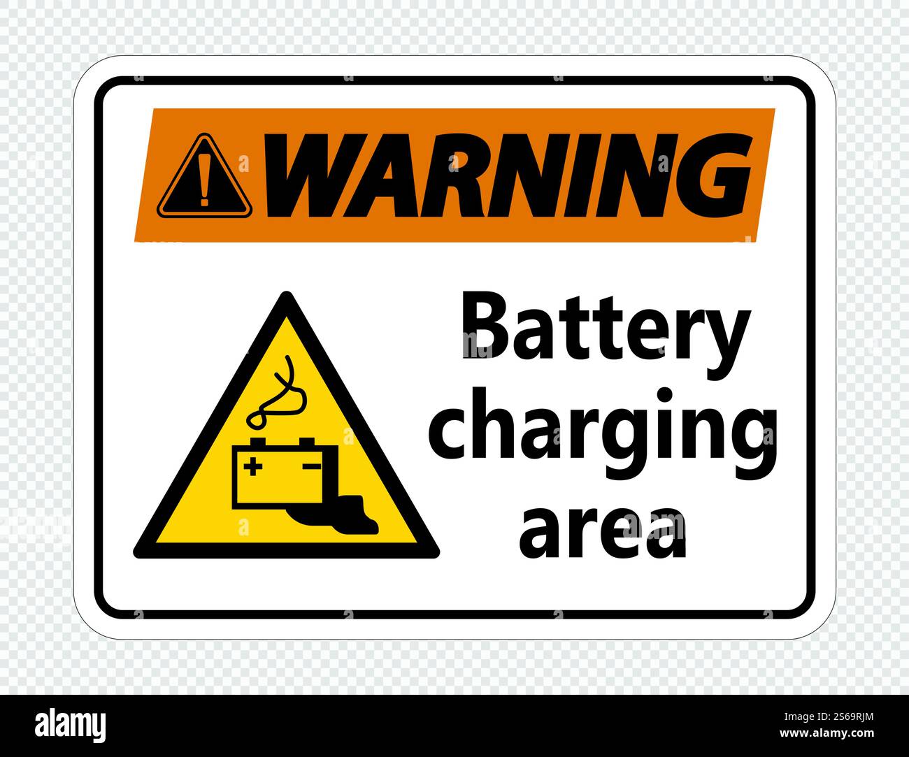Warning battery charging area Sign on transparent background,Vector ...