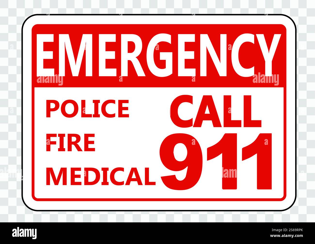 Emergency Call 911 Sign on transparent background,vector illustration ...
