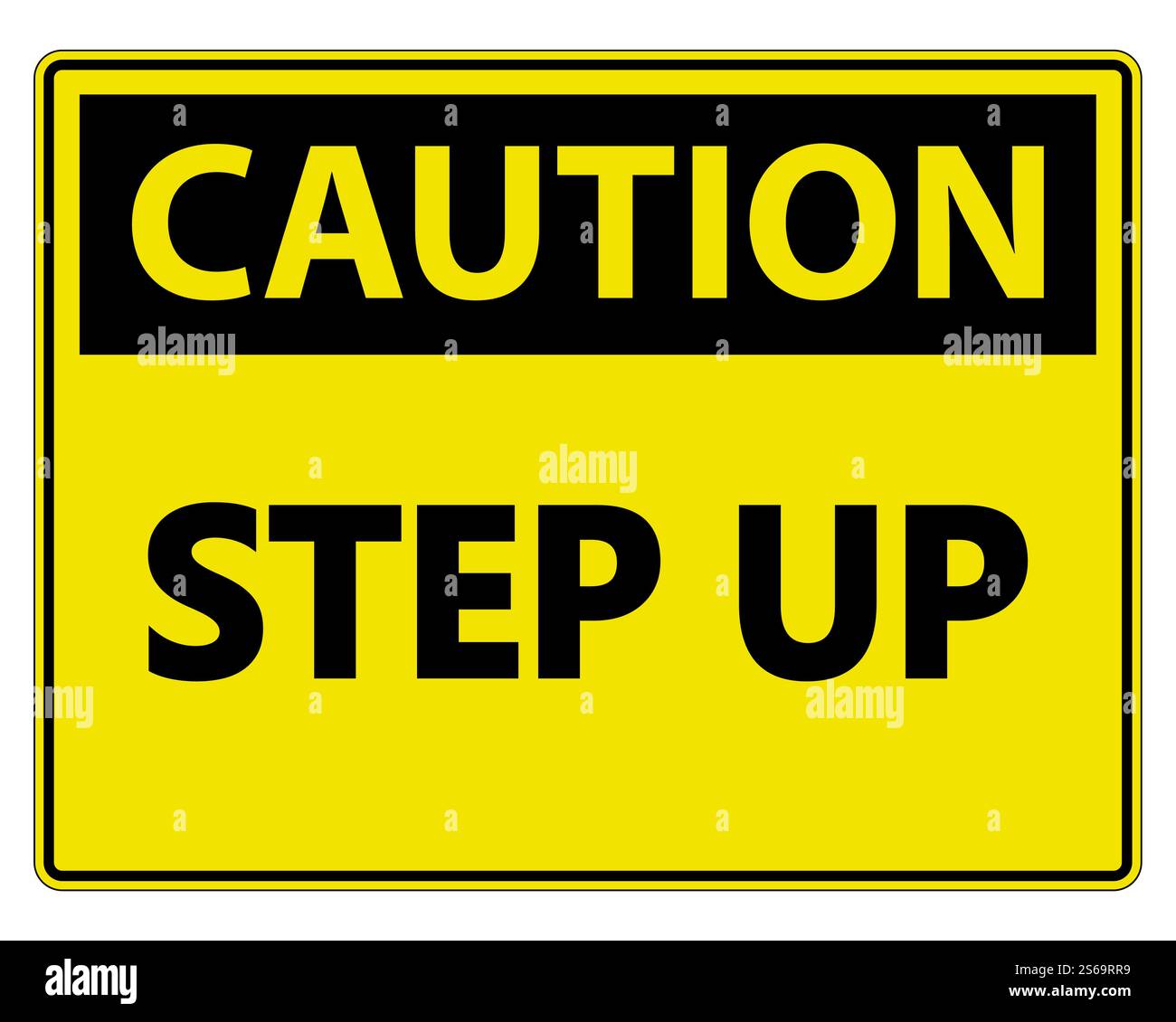 Caution Step Up Wall Sign on white background,vector illustration Stock ...