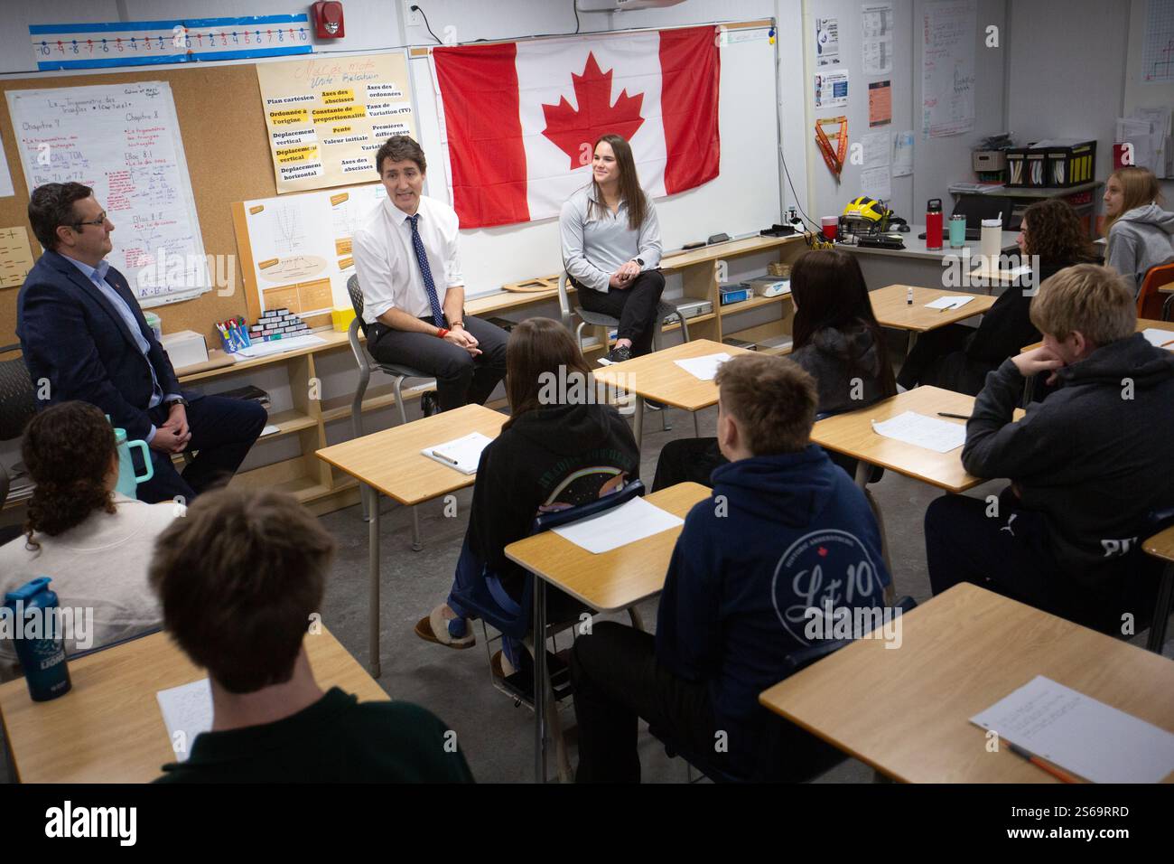 Tecumseh, Canada. 16th Jan, 2025. Prime Minister Justin Trudeau, left ...