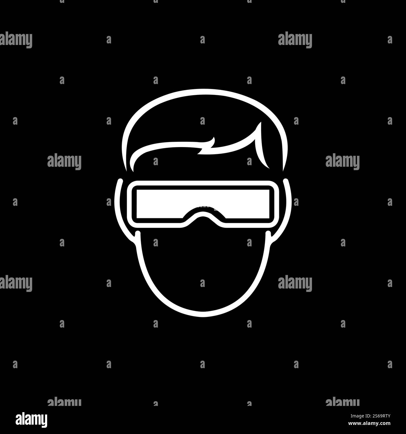 Symbol wear goggles Sign on black background,Vector illustration Stock ...