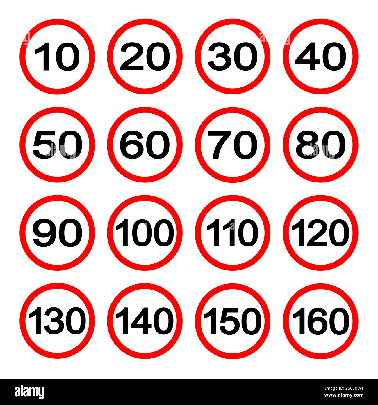 Speed Limit Signs Set Isolate On White Background Stock Vector Image & Art - Alamy