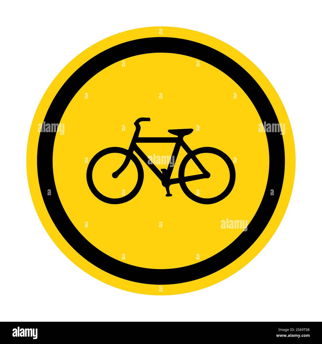 Bicycle Traffic Warning Sign isolated on white background.Vector ...