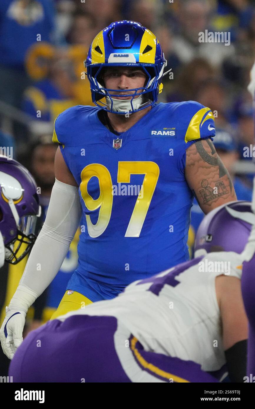 Los Angeles Rams linebacker Michael Hoecht (97) lines up against the ...