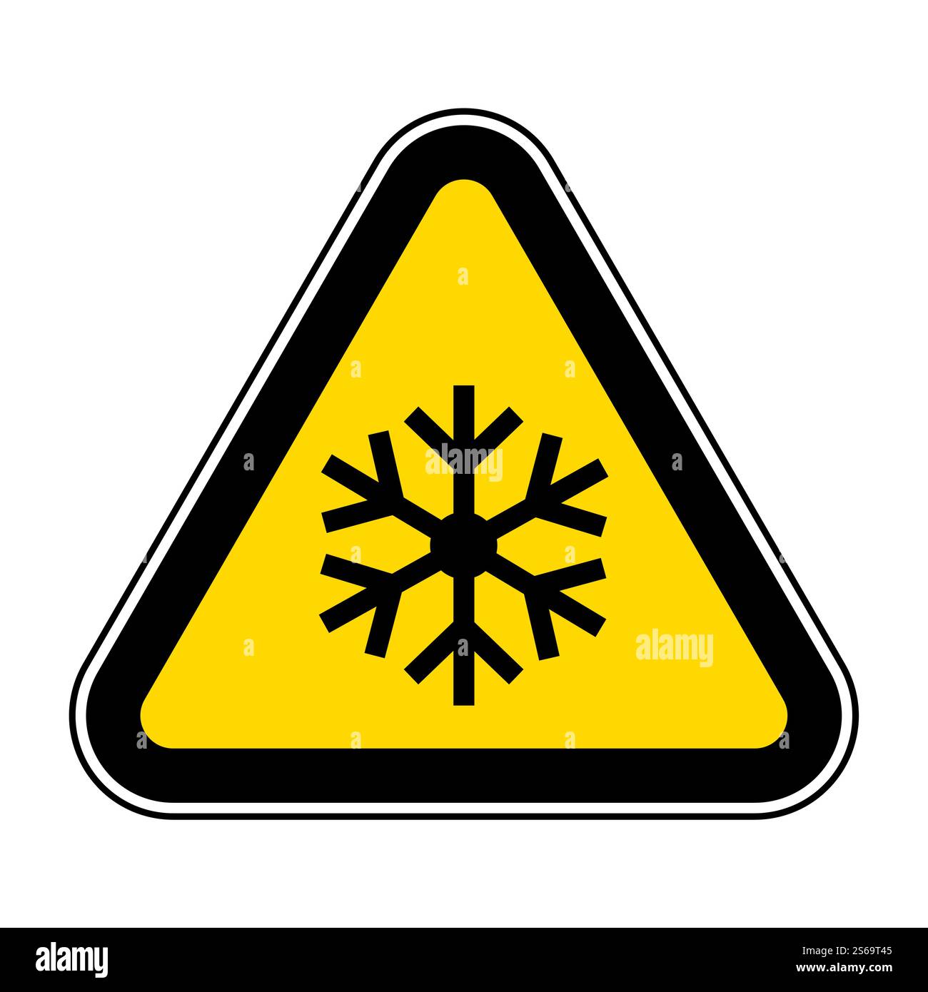 triangle warning sign with snowflake symbol Isolate On White Background ...