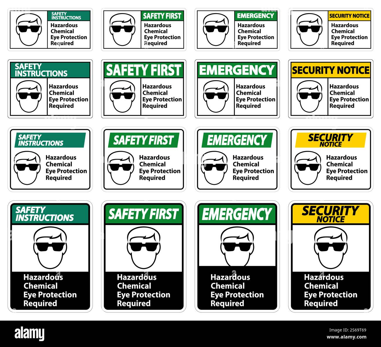 Hazardous Chemical Eye Protection Required Symbol Sign Isolate on White ...