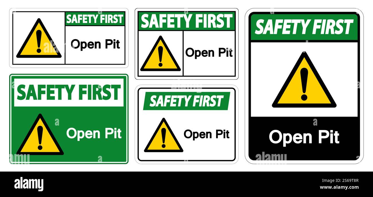 Safety First Open Pit Sign Isolate On White Background,Vector ...