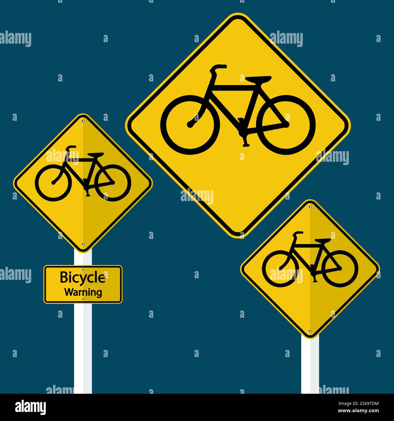 Bicycle Traffic Warning Sign isolated on grey sky background,vector ...