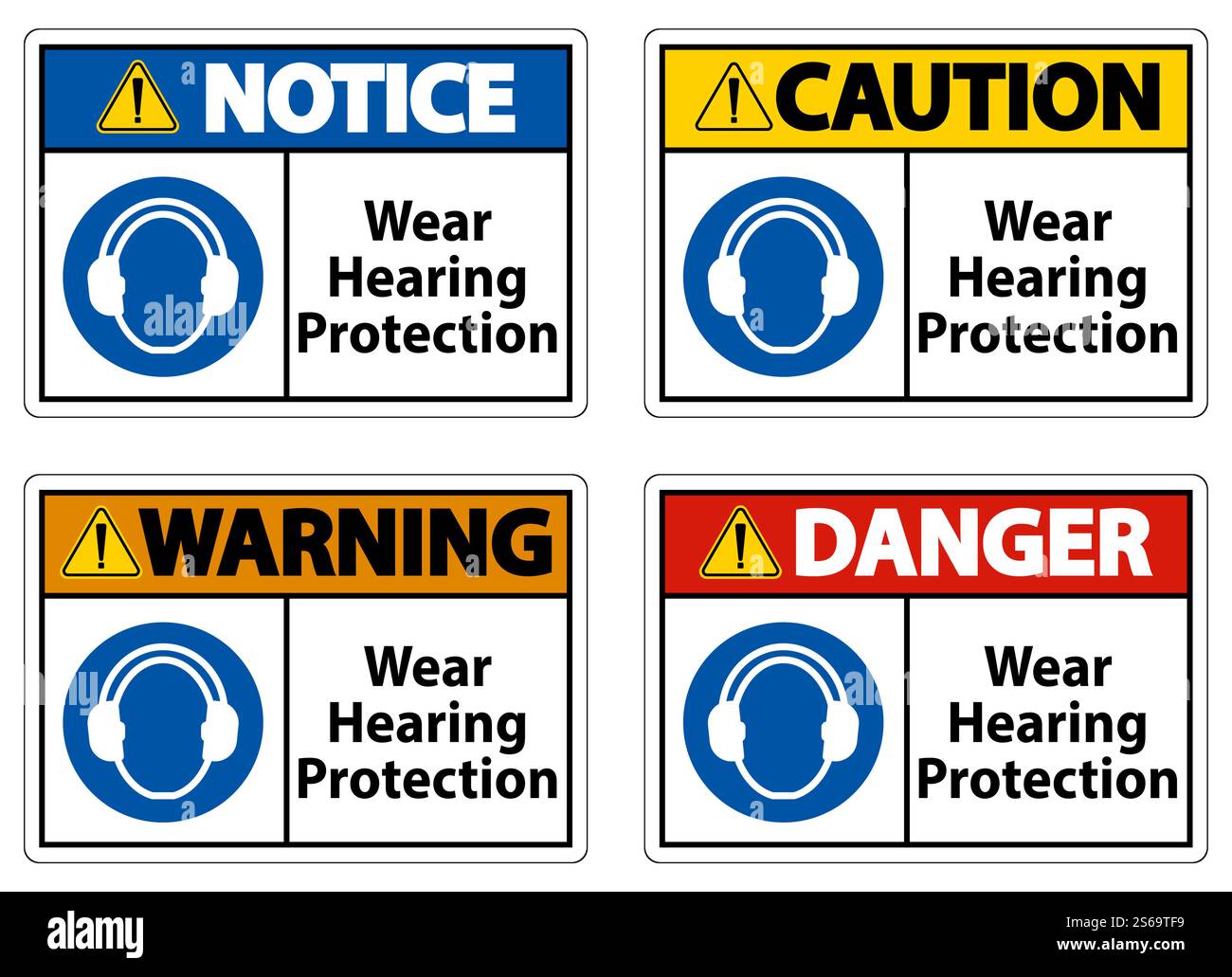 Wear hearing protection sign on white background Stock Vector Image ...