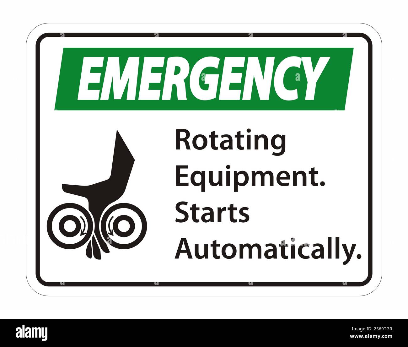 Rotating Equipment.Starts Automatically Symbol Sign Isolate on White ...