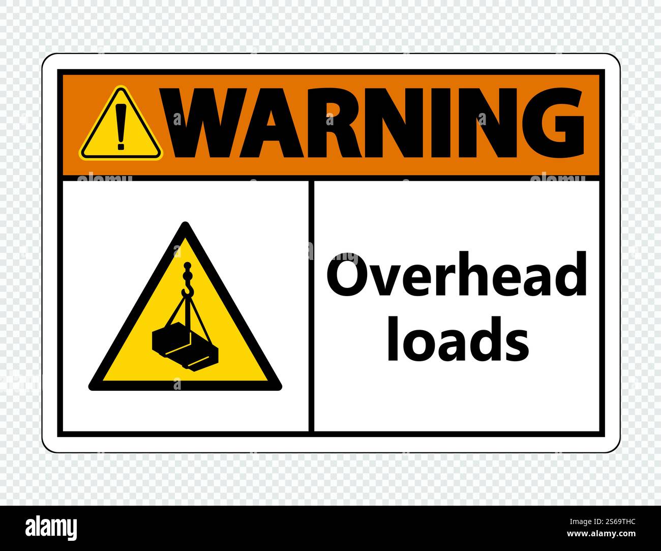Warning overhead loads Sign on transparent background,vector ...