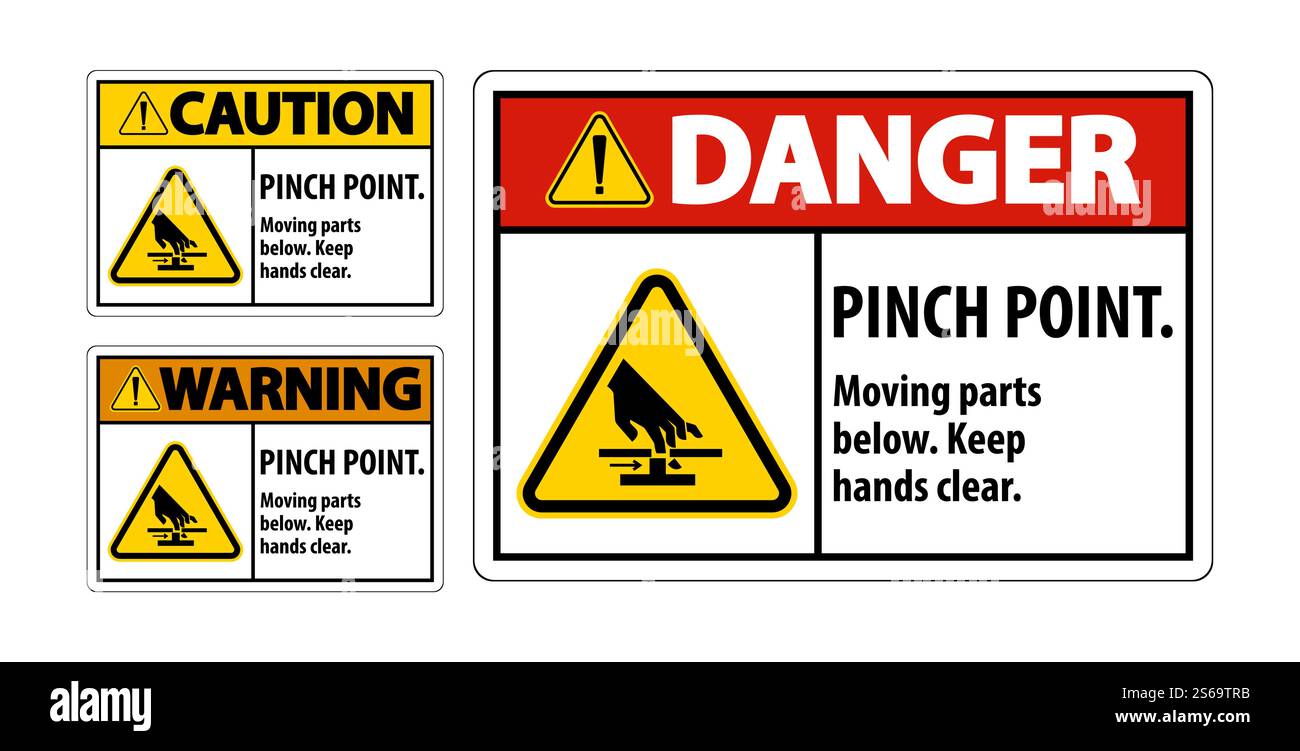 Danger Pinch Point, Moving Parts Below, Keep Hands Clear Symbol Sign ...