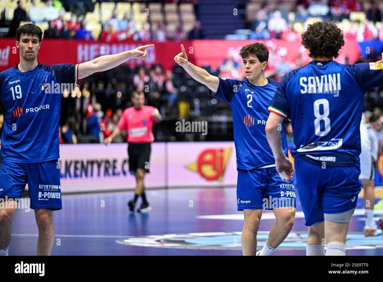 Herning, Denmark. 16th Jan, 2025. Leo Prantner of Italy Nationalteam during IHF Men's - Handball ...