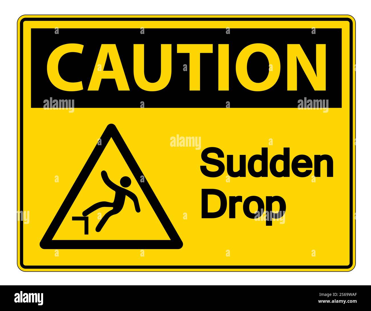 Caution Sudden Drop Symbol Sign On White Background,vector illustration ...