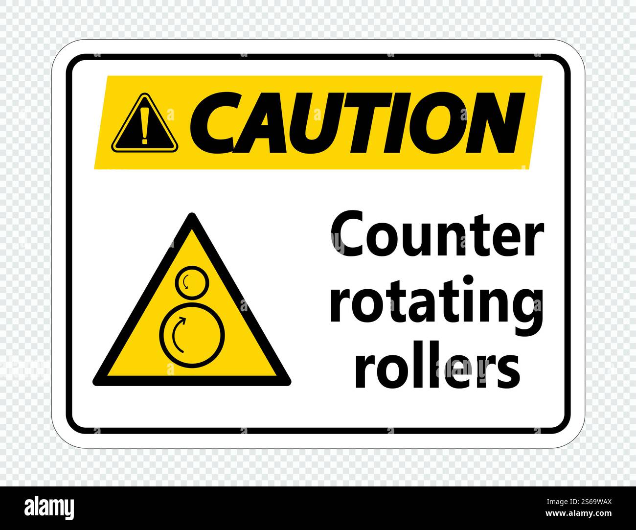 Caution counter rotating rollers sign on transparent background,vector ...