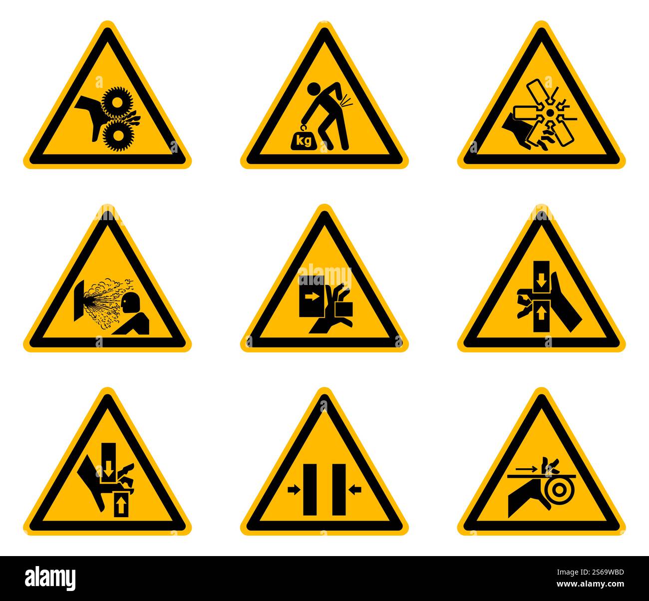 Triangular Warning Hazard Symbols labels On White Background,Vector ...