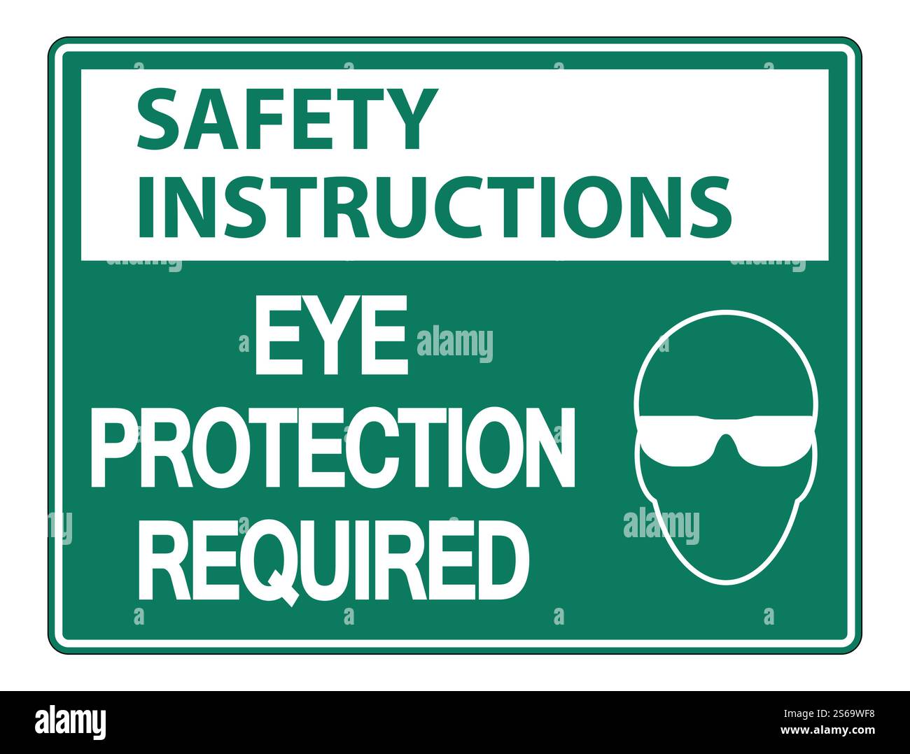 Safety instructions Eye Protection Required Wall Sign on white ...