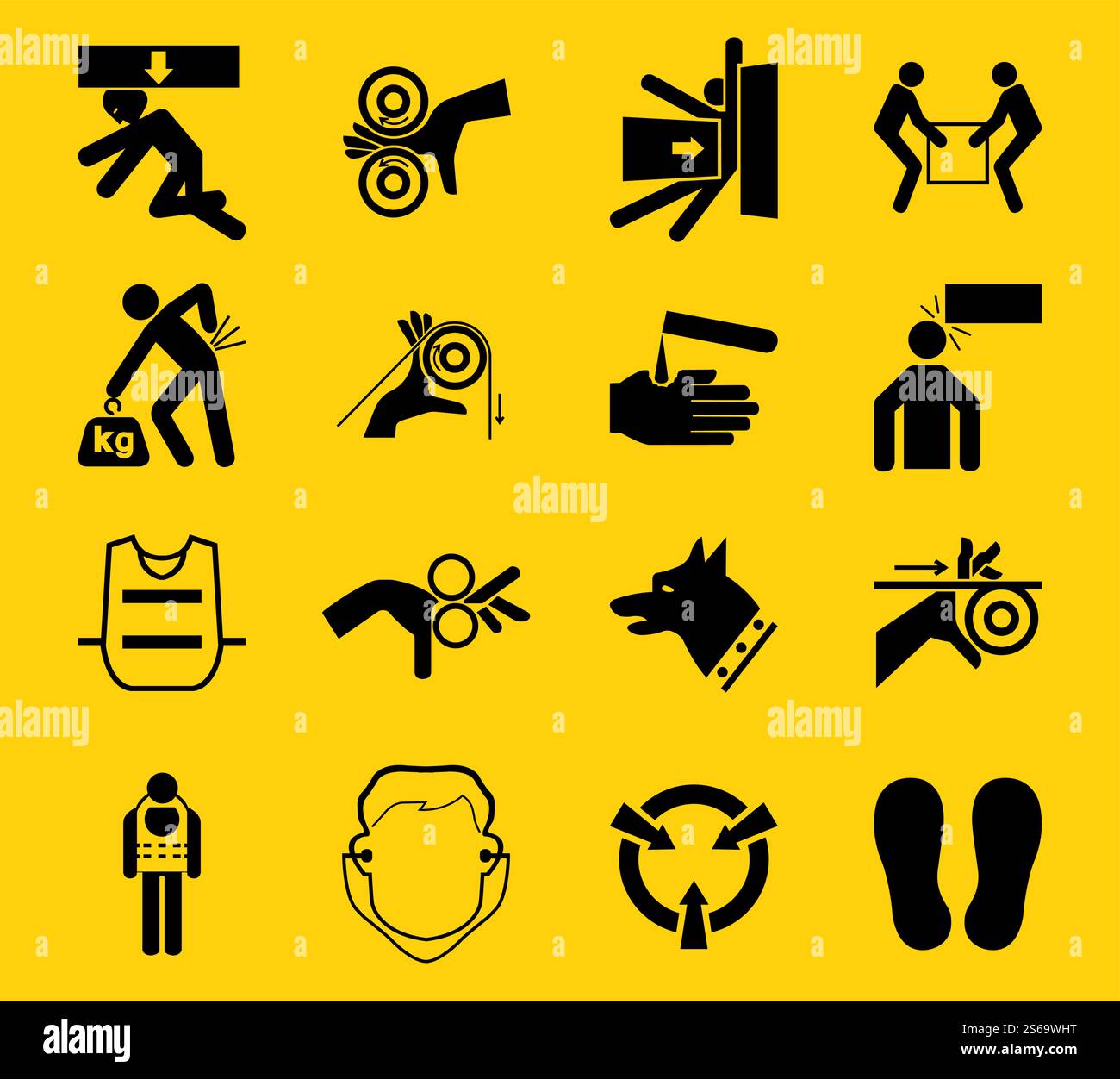 Warning signs,industrial hazards icon labels Sign Isolated on White ...