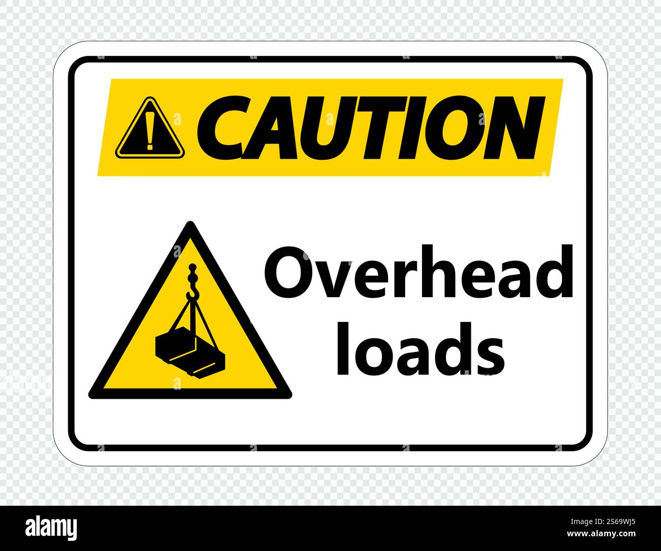 Caution overhead loads Sign on transparent background,vector ...