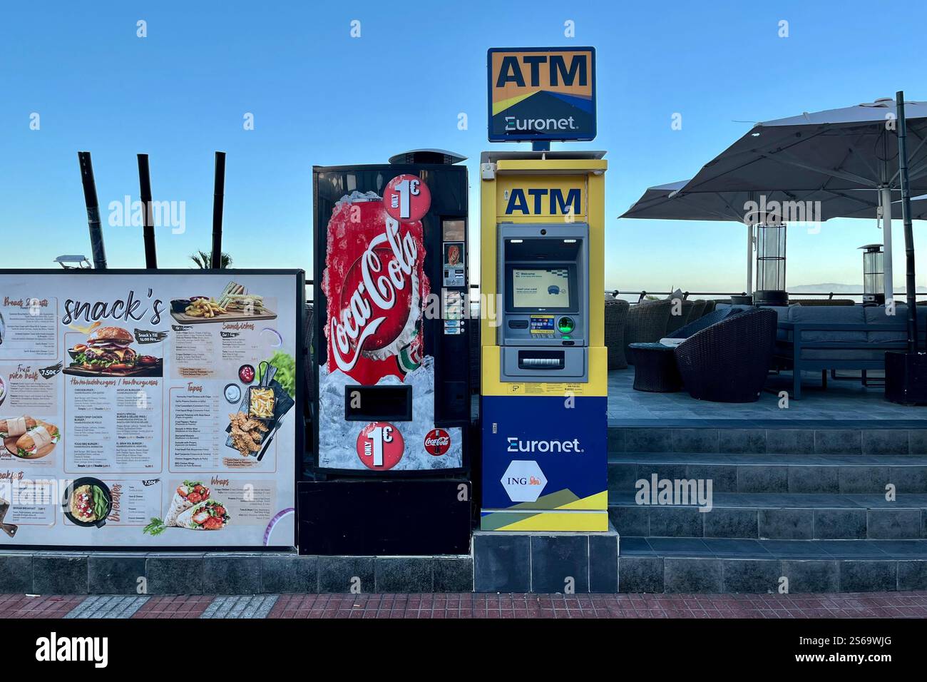 Coca-Cola Vending Machine and Euronet ATM Machine on the Costa Adeje ...