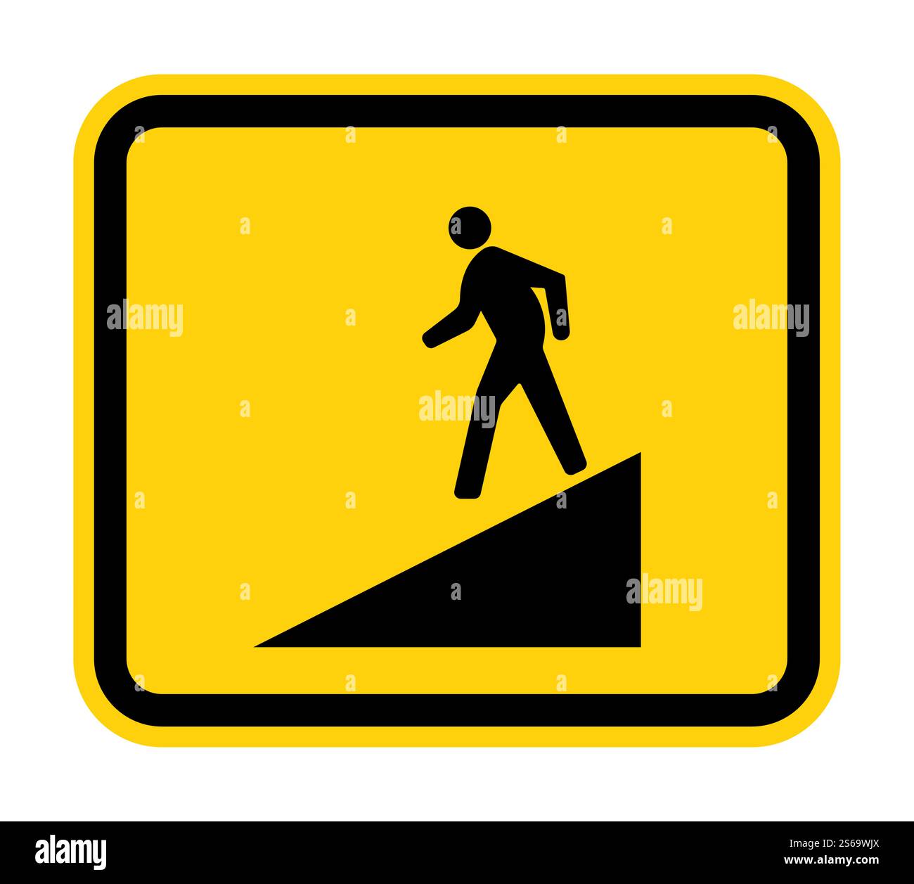 Beware Slope Symbol Sign Isolate On White Background,Vector ...