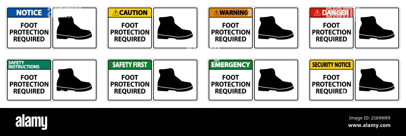 Foot Protection Required Wall Symbol Sign Isolate on transparent ...