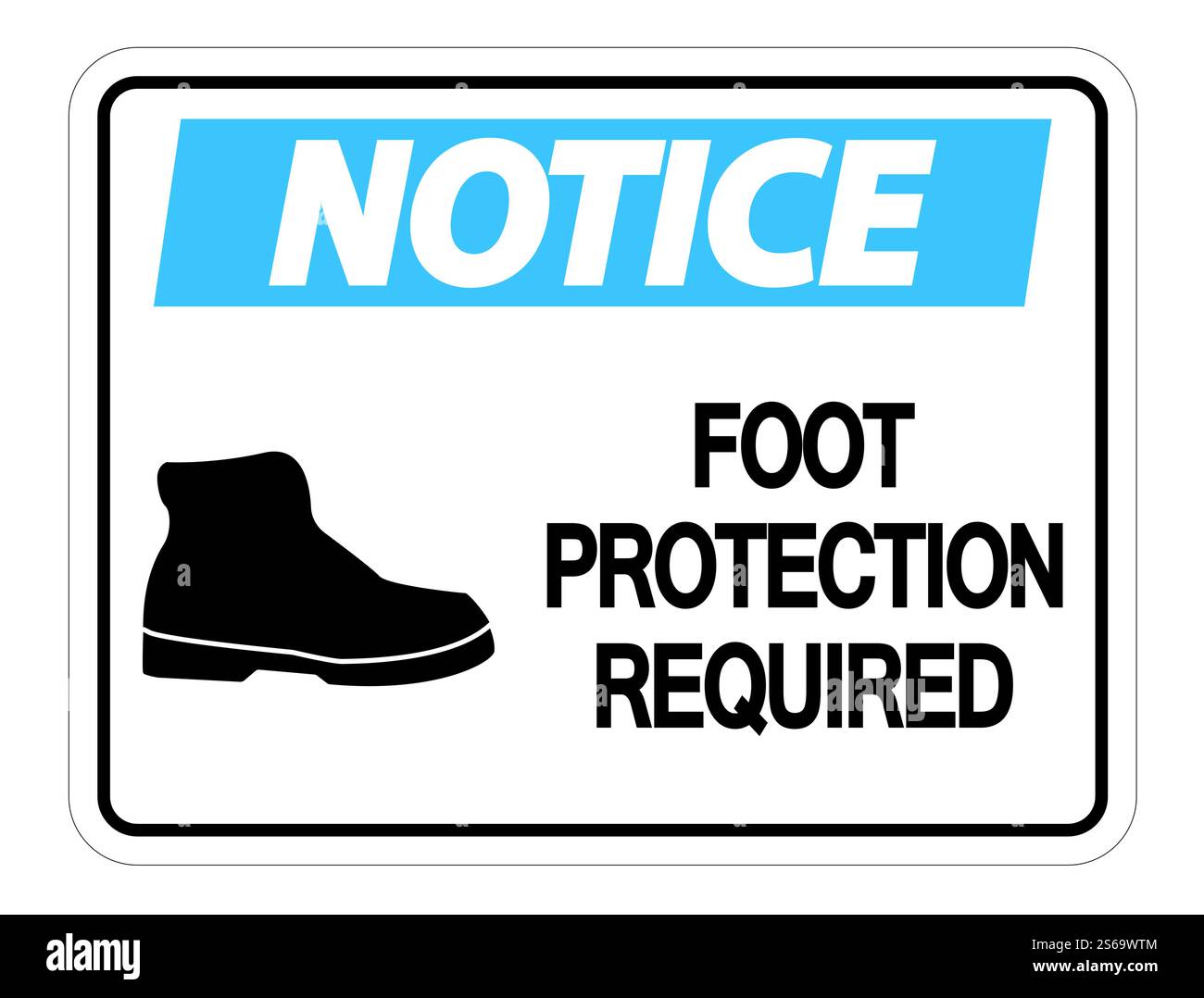 Notice Foot Protection Required Wall Sign on white background,vector ...