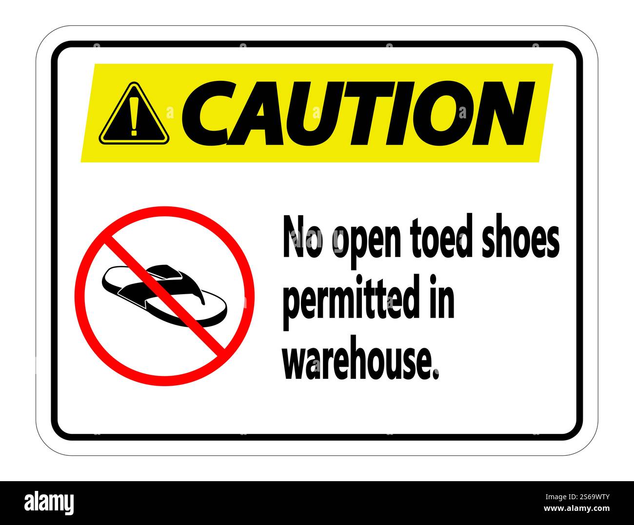 Caution No Open Toed Shoes Sign on white background,vector illustration ...