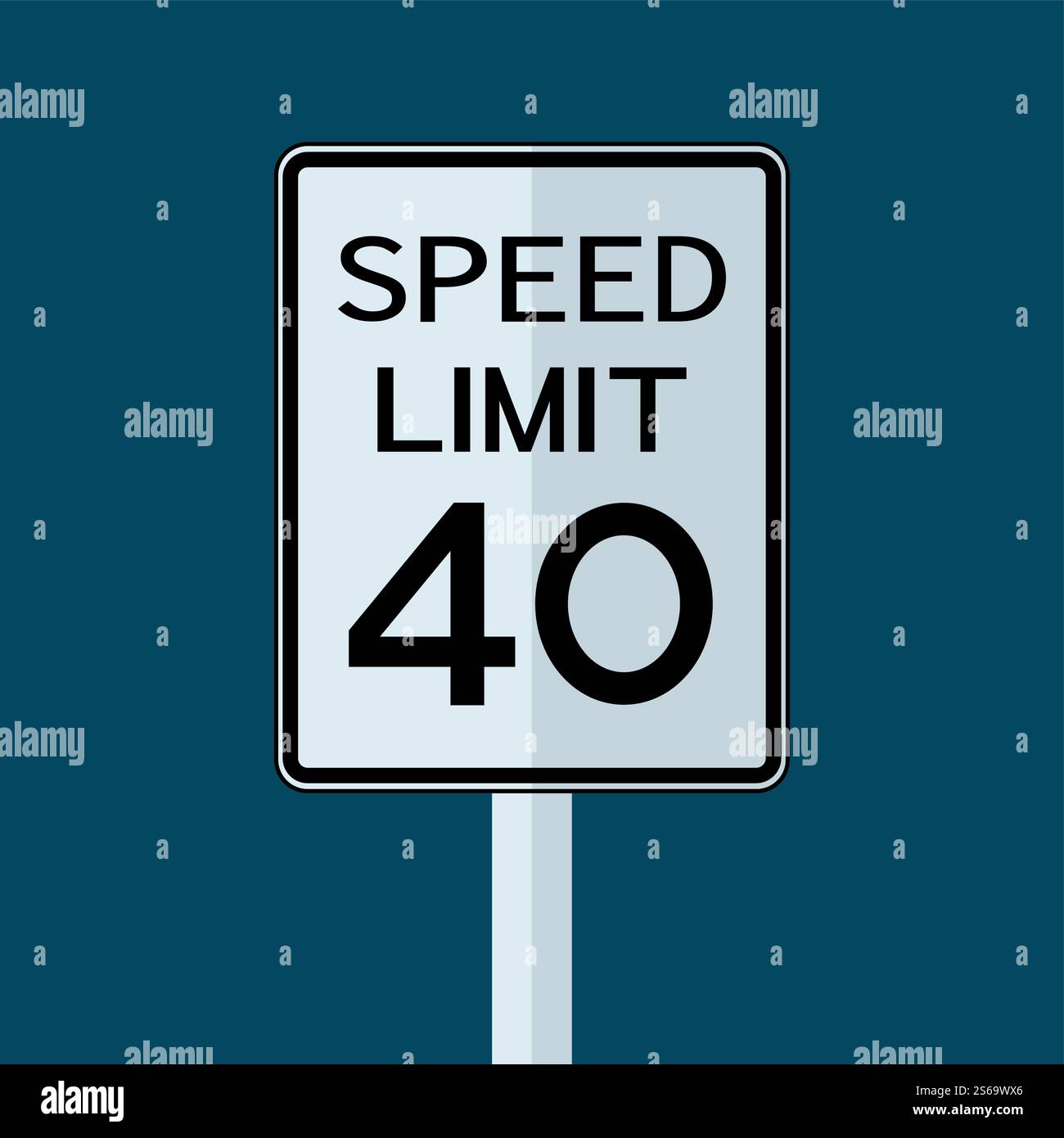 USA Road Traffic Transportation Sign: Speed Limit 40 On White ...
